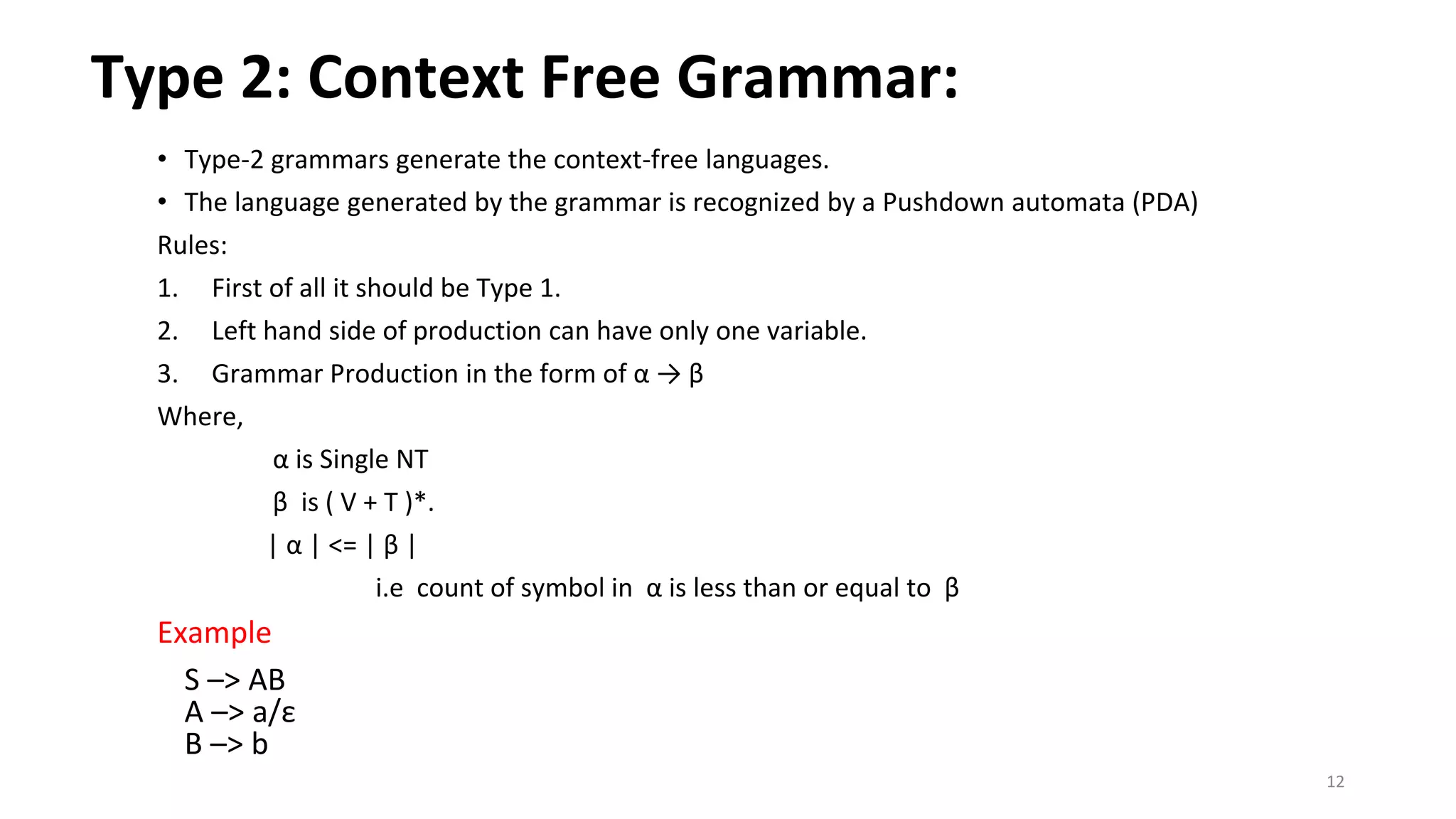 Automata theory - CFG and normal forms | PPTX