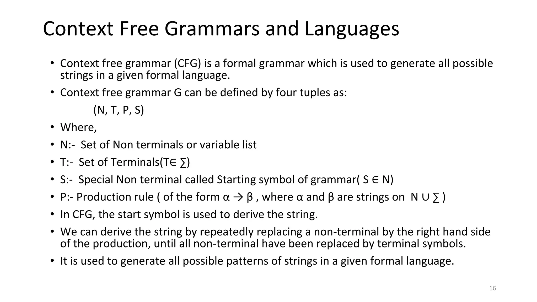 Automata theory - CFG and normal forms | PPTX