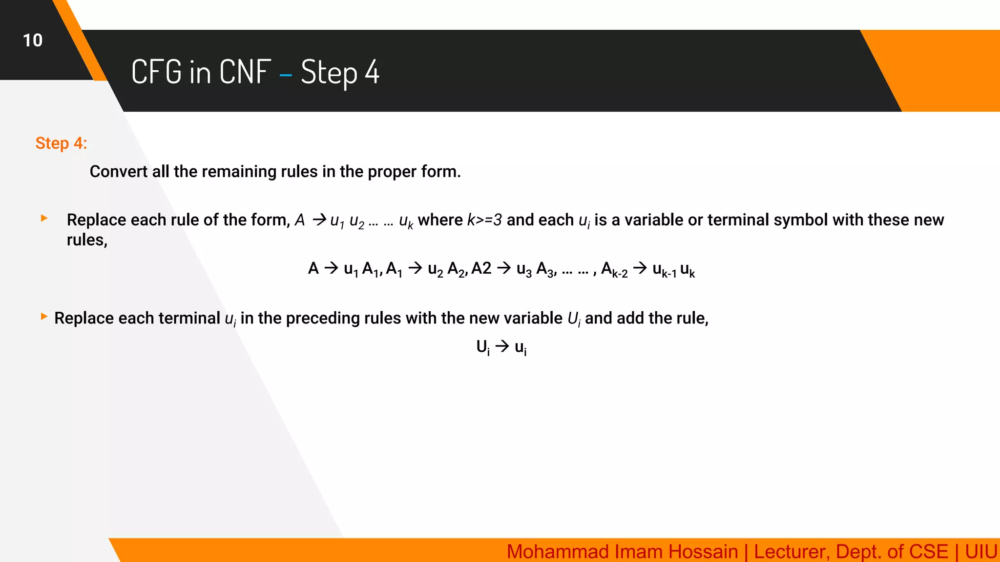 TOC 7 | CFG in Chomsky Normal Form | PDF