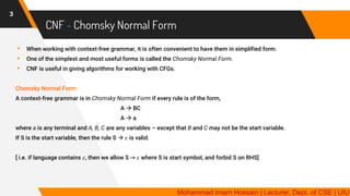 TOC 7 | CFG in Chomsky Normal Form | PDF