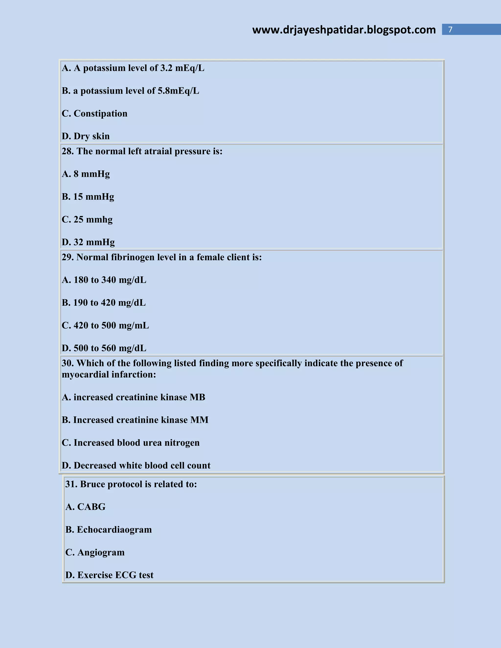 Medical surgical nursing quiz | PDF