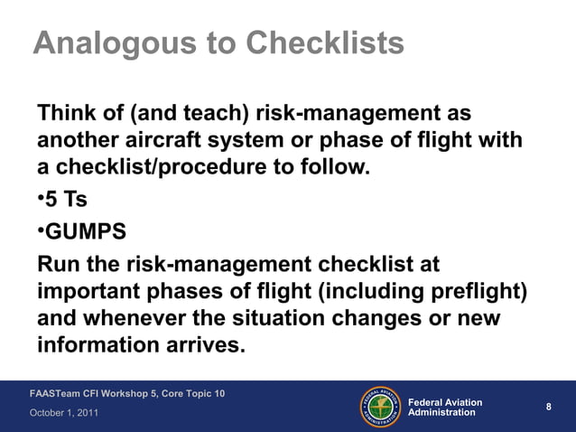 CFI Workshop - Module 5 Risk Management | PPT | Air Travel | Travel Type
