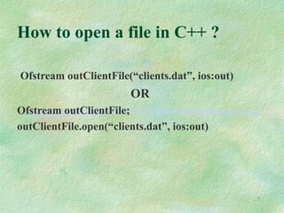 C++ files and streams | PPT