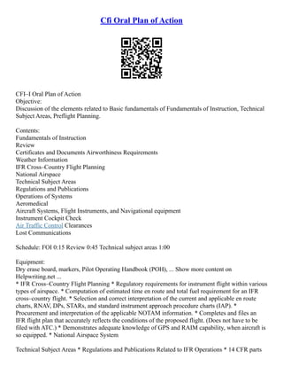 Cfi Oral Plan Of Action | PDF