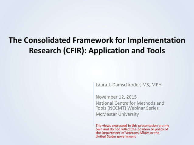 NCCMT Spotlight Webinar - The Consolidated Framework for Implementation ... NCCMT Spotlight Webinar - The Consolidated Framework for Implementation ...