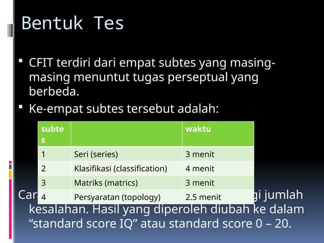 Instruksi CFIT Skala 2B psikologi test ppt | PPTX