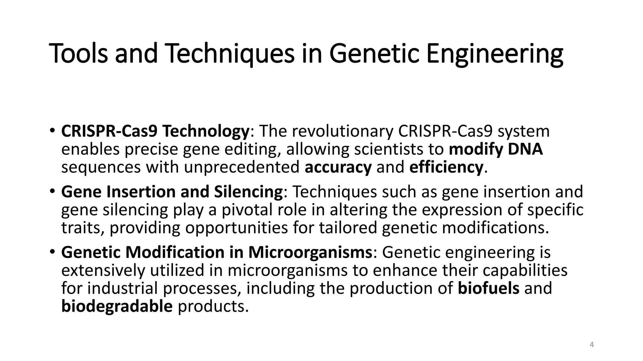 Applications of Genetic Engineering in Industry | PPT