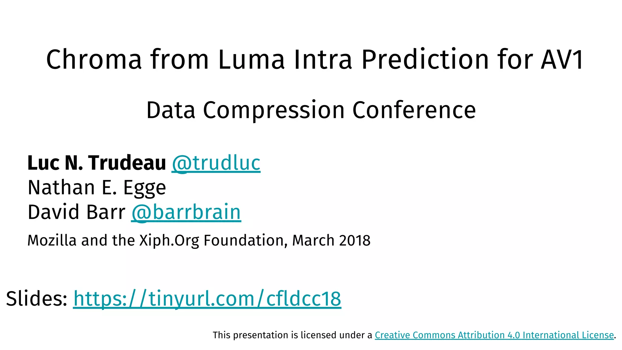 Chroma from Luma Intra Prediction for AV1 | PDF
