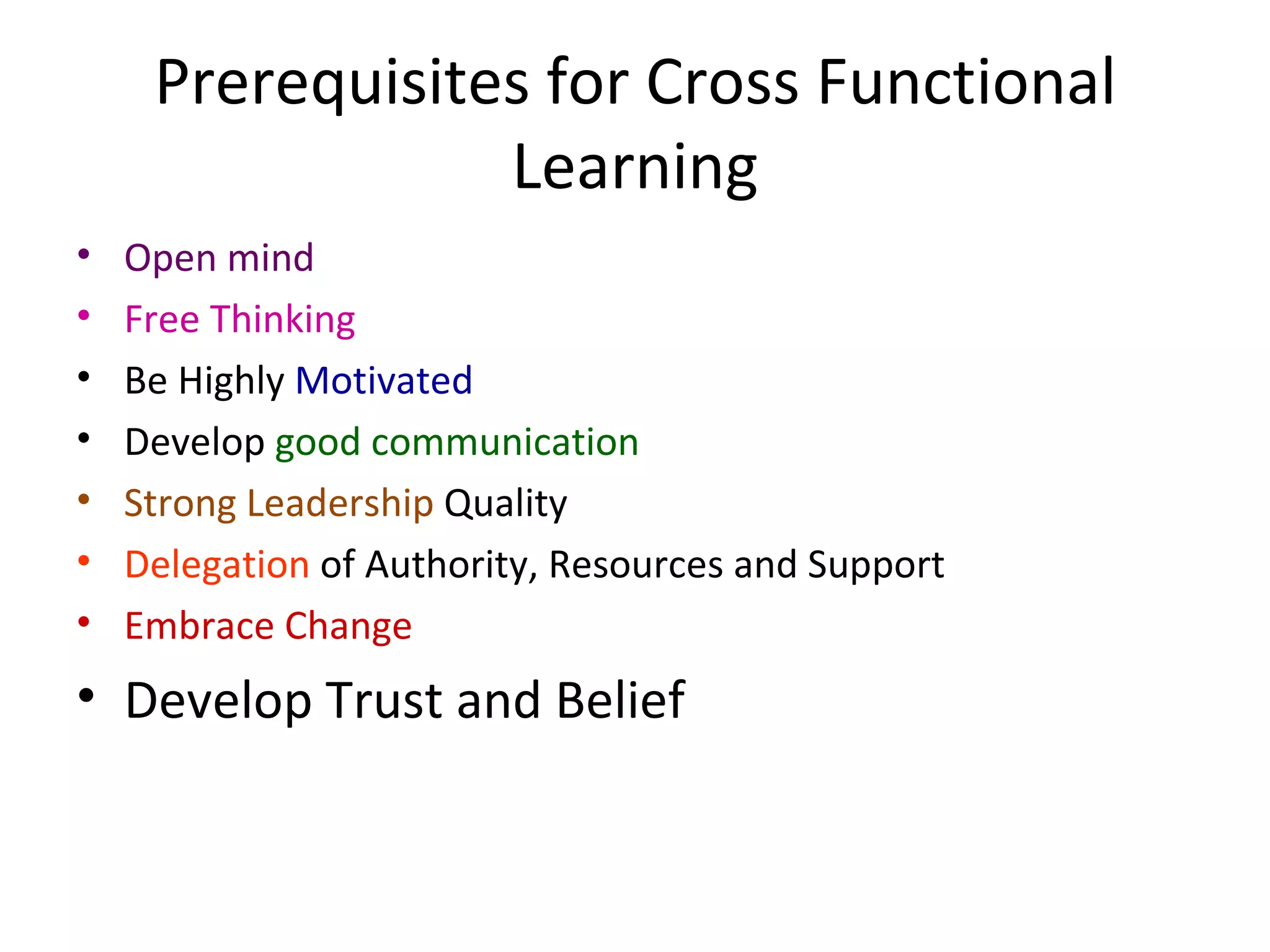Cross Functional Learning and Teamwork | PPT