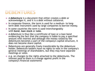 Bonds and Debentures | PPTX