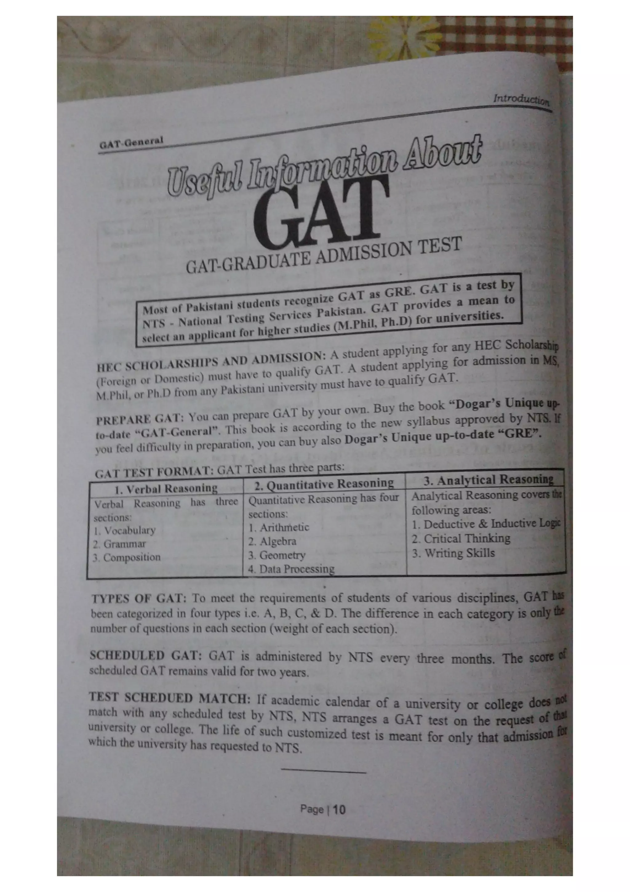 GAT General Preparation Book::::Contents and introduction to gat | PDF