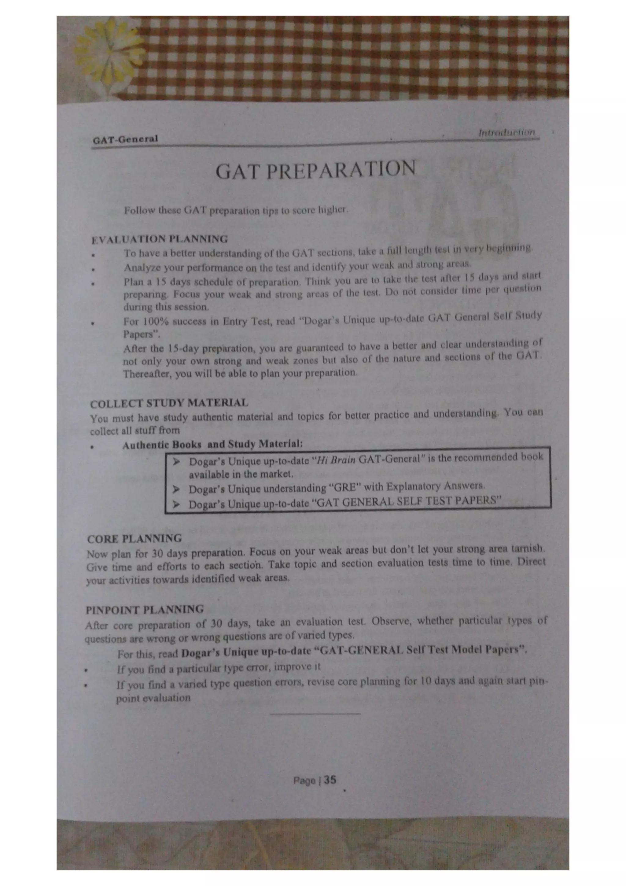 GAT General Preparation Book::::Contents and introduction to gat | PDF