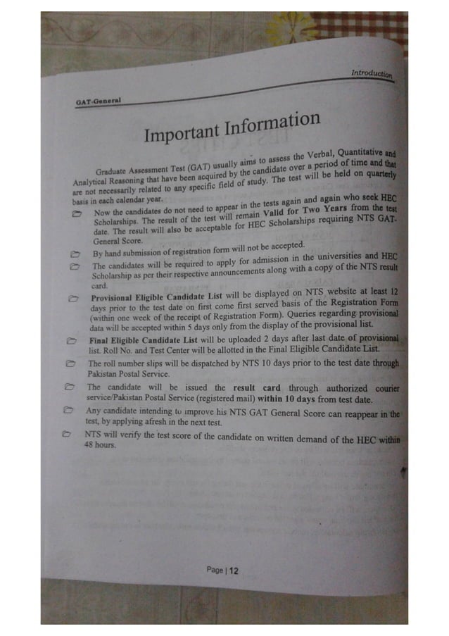 GAT General Preparation Book::::Contents and introduction to gat | PDF