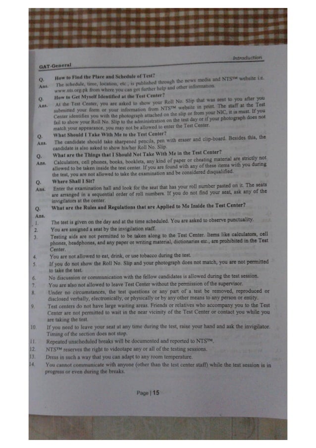 GAT General Preparation Book::::Contents and introduction to gat | PDF