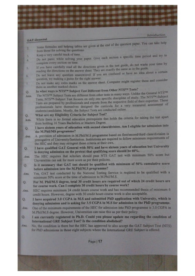 GAT General Preparation Book::::Contents and introduction to gat | PDF