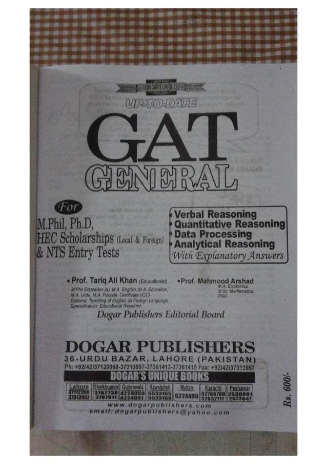 GAT General Preparation Book::::Contents and introduction to gat | PDF