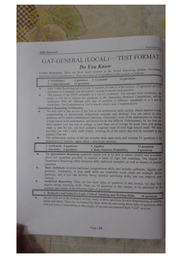 GAT General Preparation Book::::Contents and introduction to gat | PDF