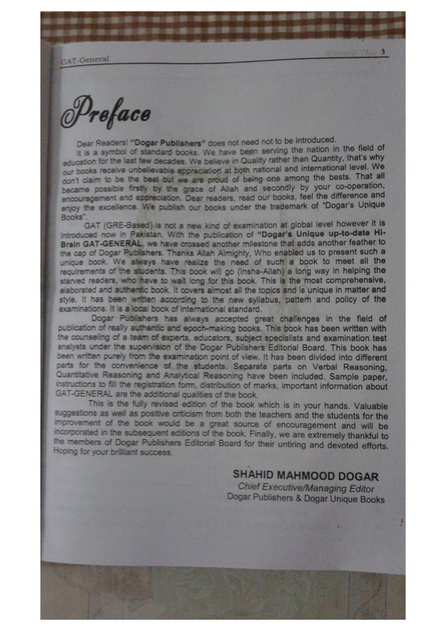 GAT General Preparation Book::::Contents and introduction to gat | PDF