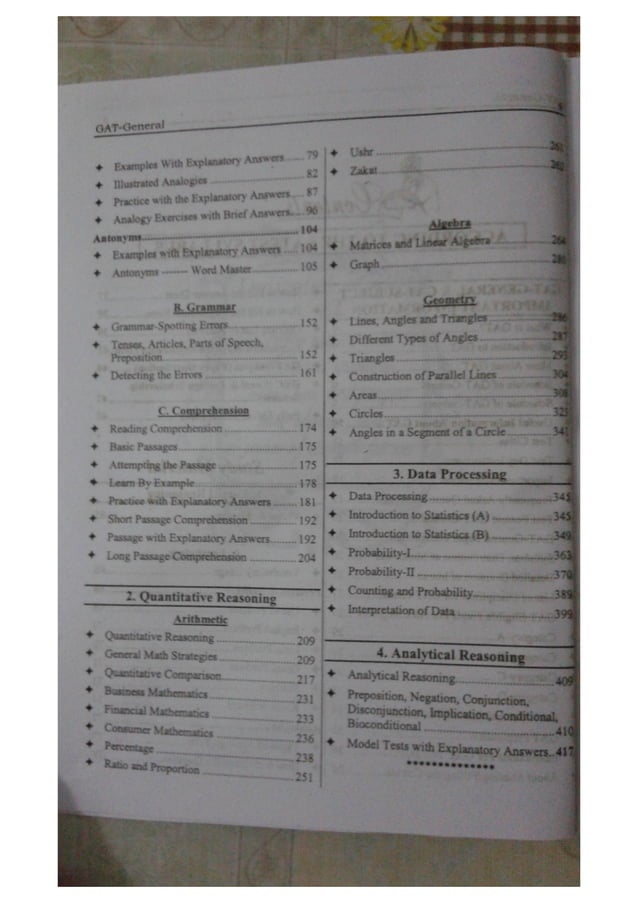 GAT General Preparation Book::::Contents and introduction to gat | PDF