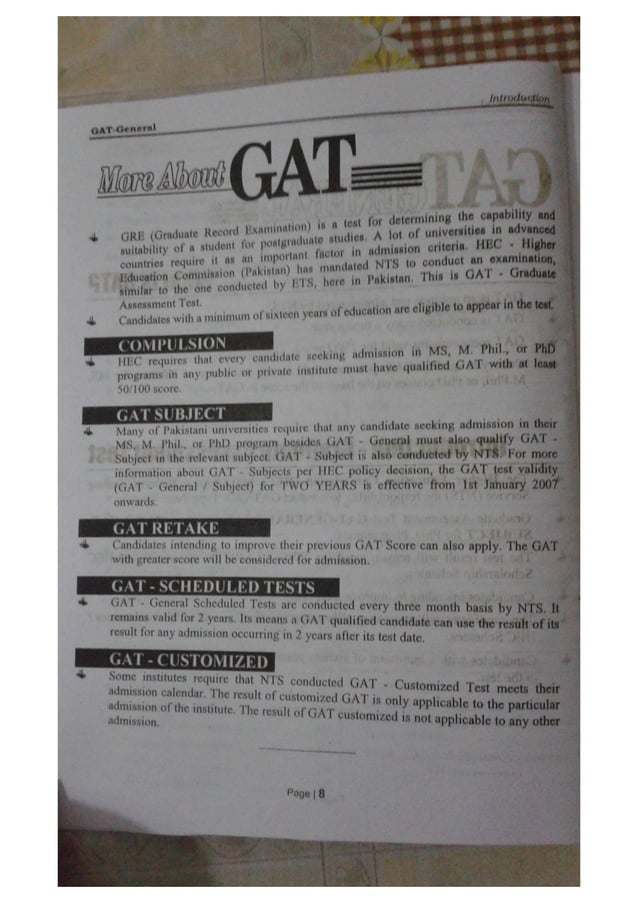GAT General Preparation Book::::Contents and introduction to gat | PDF