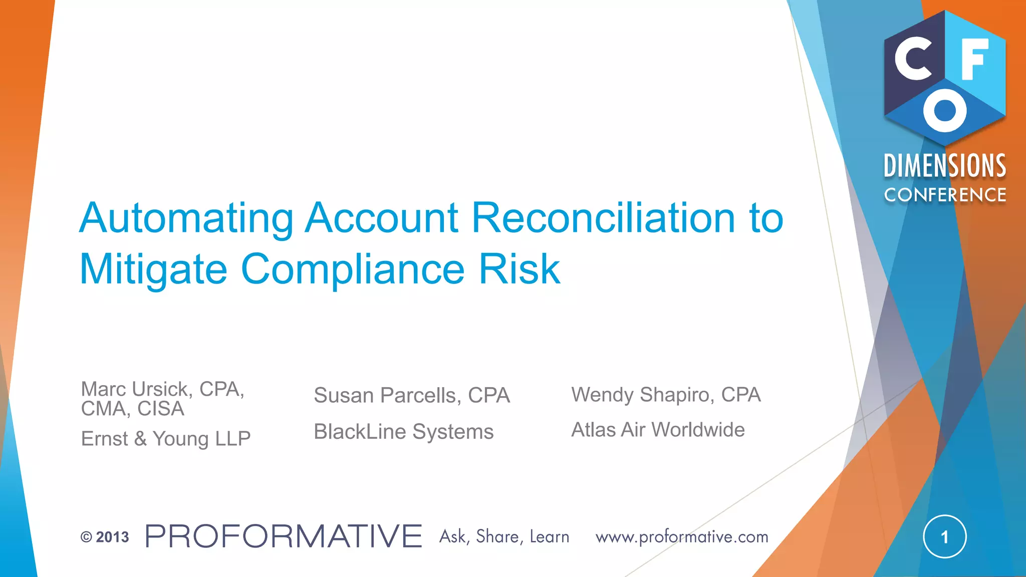 Automating Account Reconciliation to Mitigate Compliance Risk | PPT