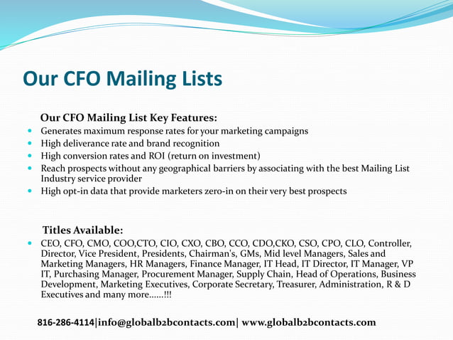 CFO Email and Mailing List Worldwide | PPT