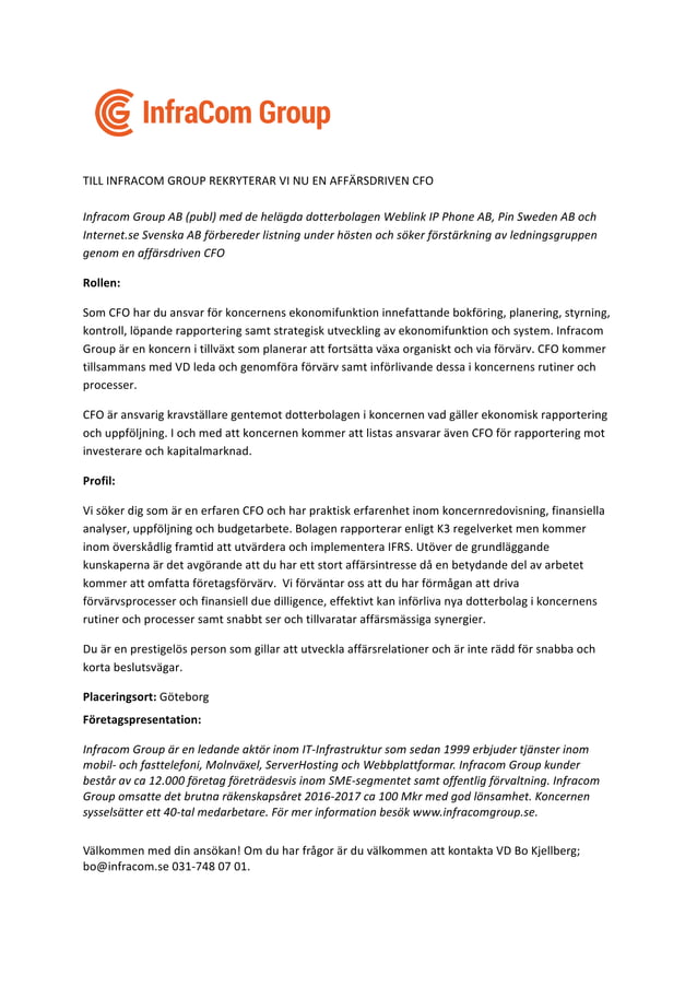 CFO till Infracom Group | PDF