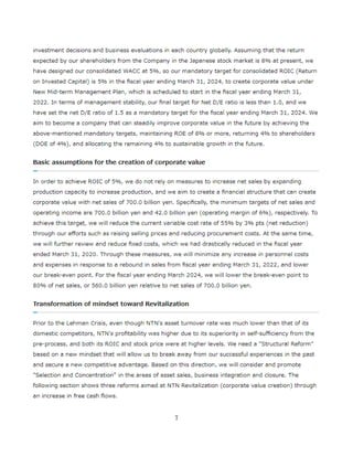 CFO Message in NTN Report 2020 (English & Japanese) | PDF