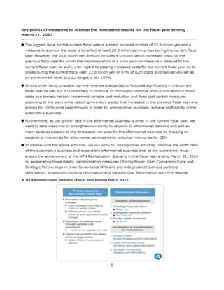 CFO Message in NTN Report 2022 (English & Japanese) | PDF