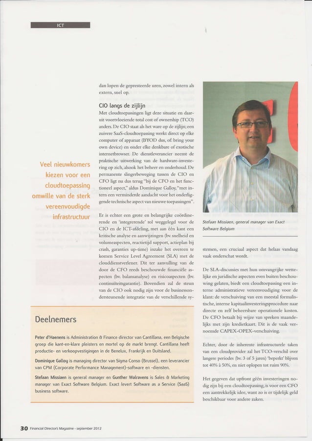 FD Magazine - artikel 'Waagt de CFO zich in de wolken?' | PDF | Cloud Computing | Internet