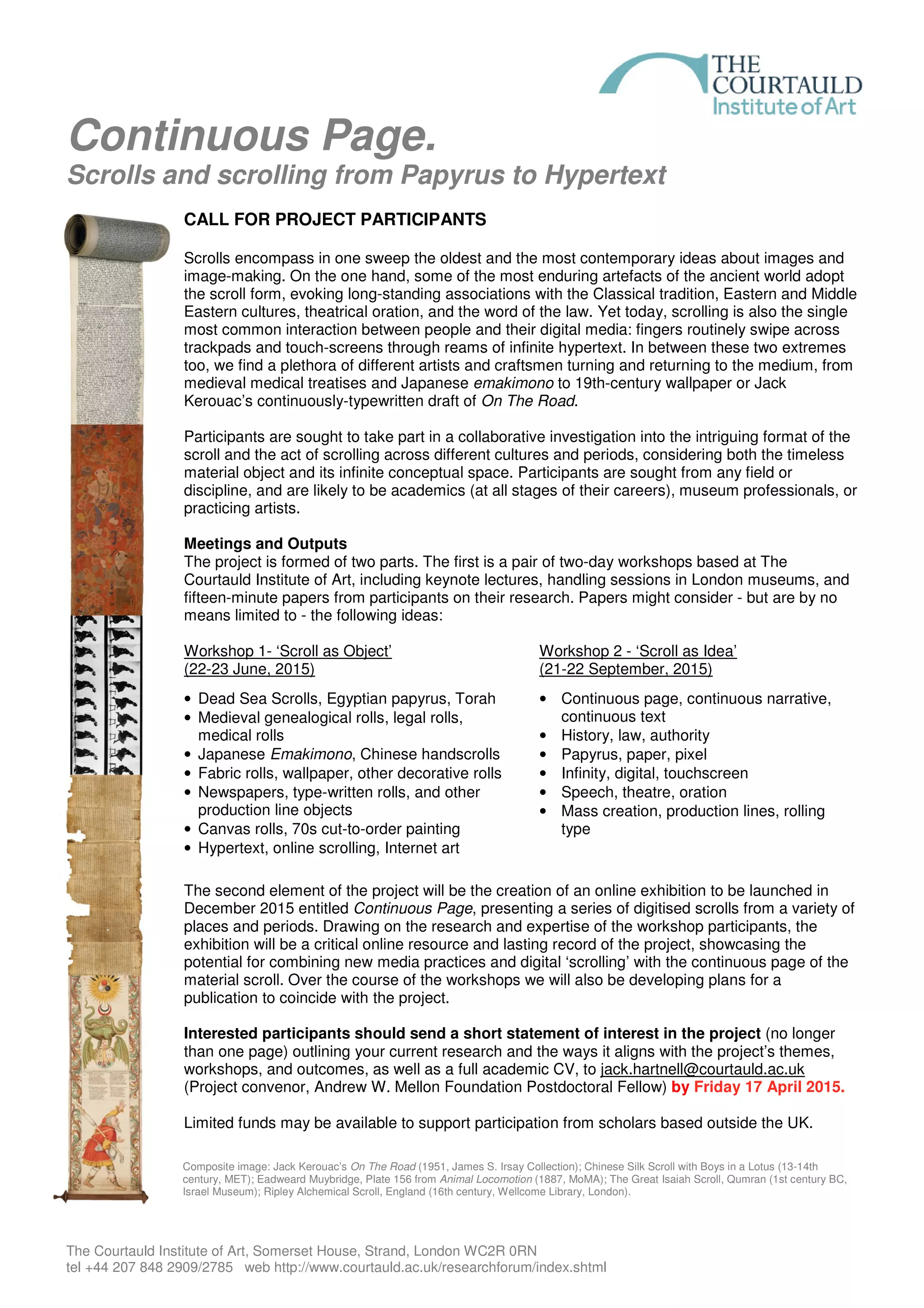 Call for papers, project on the "Continuous Page: Scrolls and Scrolling ...