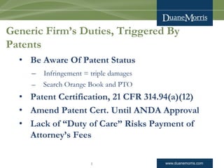 Patent Issues and 180-Day Exclusivity | PDF