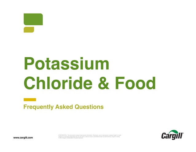 Frequently Asked Questions About Potassium Chloride & Food | PPT
