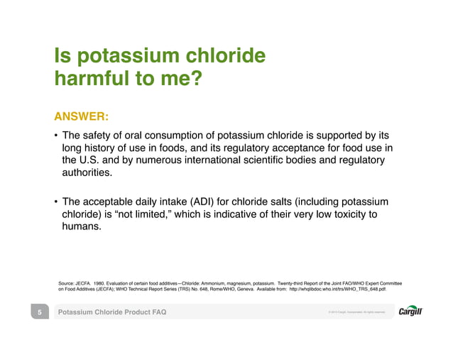 Frequently Asked Questions About Potassium Chloride & Food | PPT