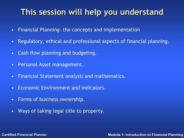 Introduction to financial planning | PDF