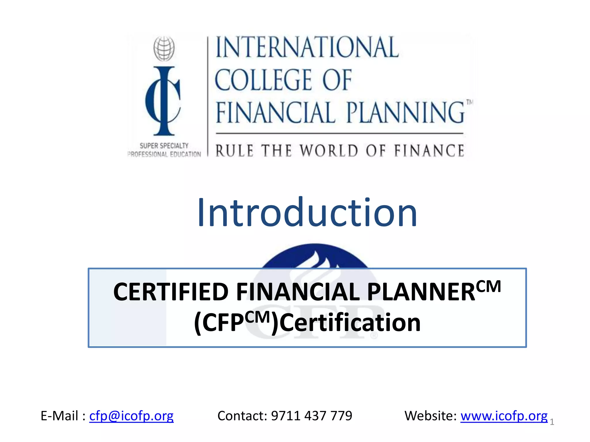 Certified Financial Planner (CFP) Certification Course | PPTX