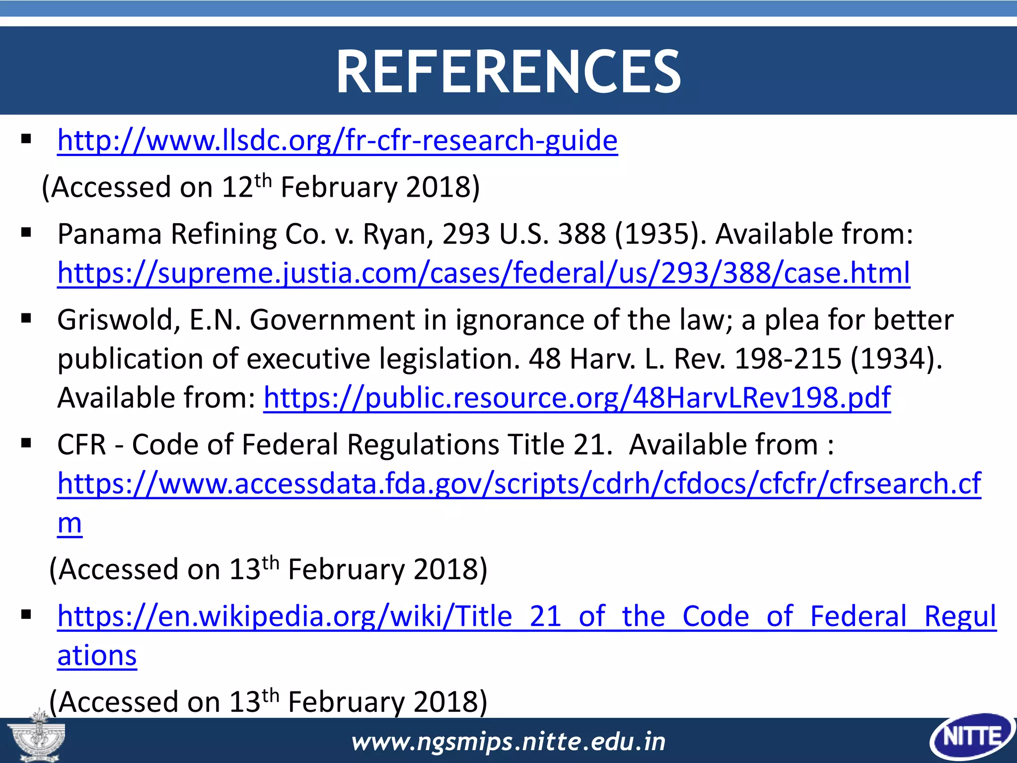 Code of Federal Regulations | PPTX