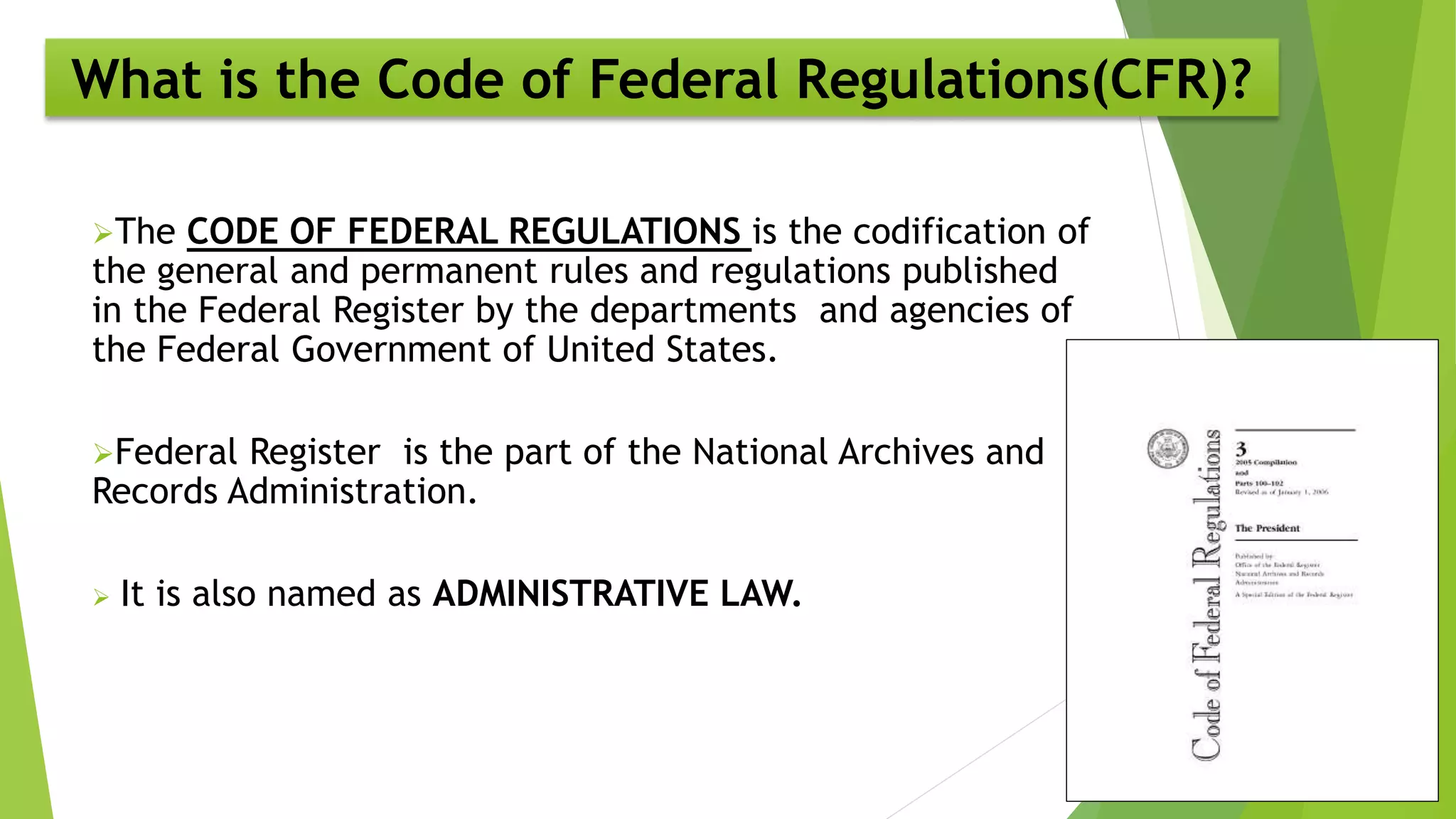 CODE OF FEDERAL REGULATIONS | PPTX