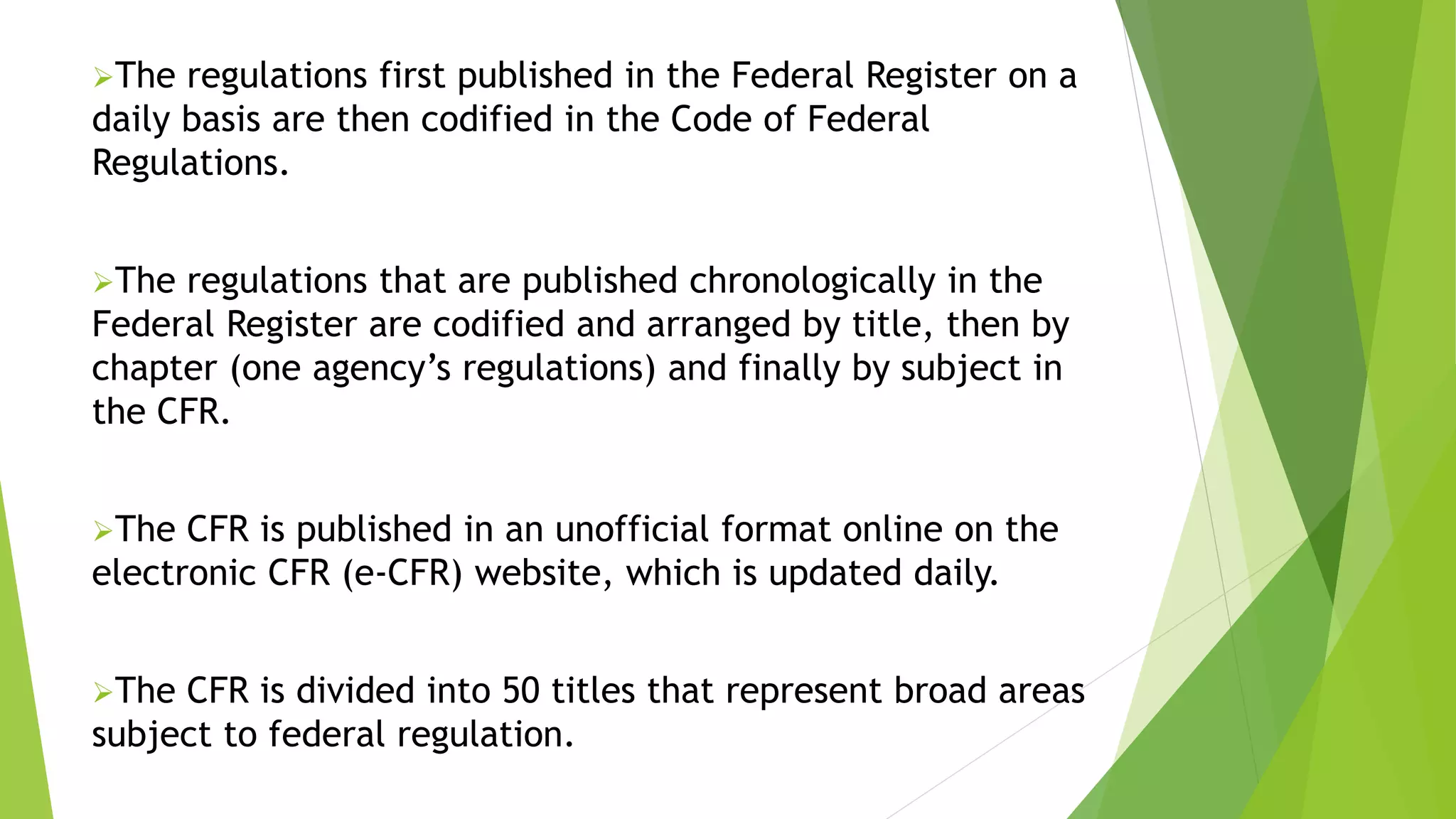 CODE OF FEDERAL REGULATIONS | PPTX