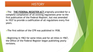 CODE OF FEDERAL REGULATIONS | PPTX