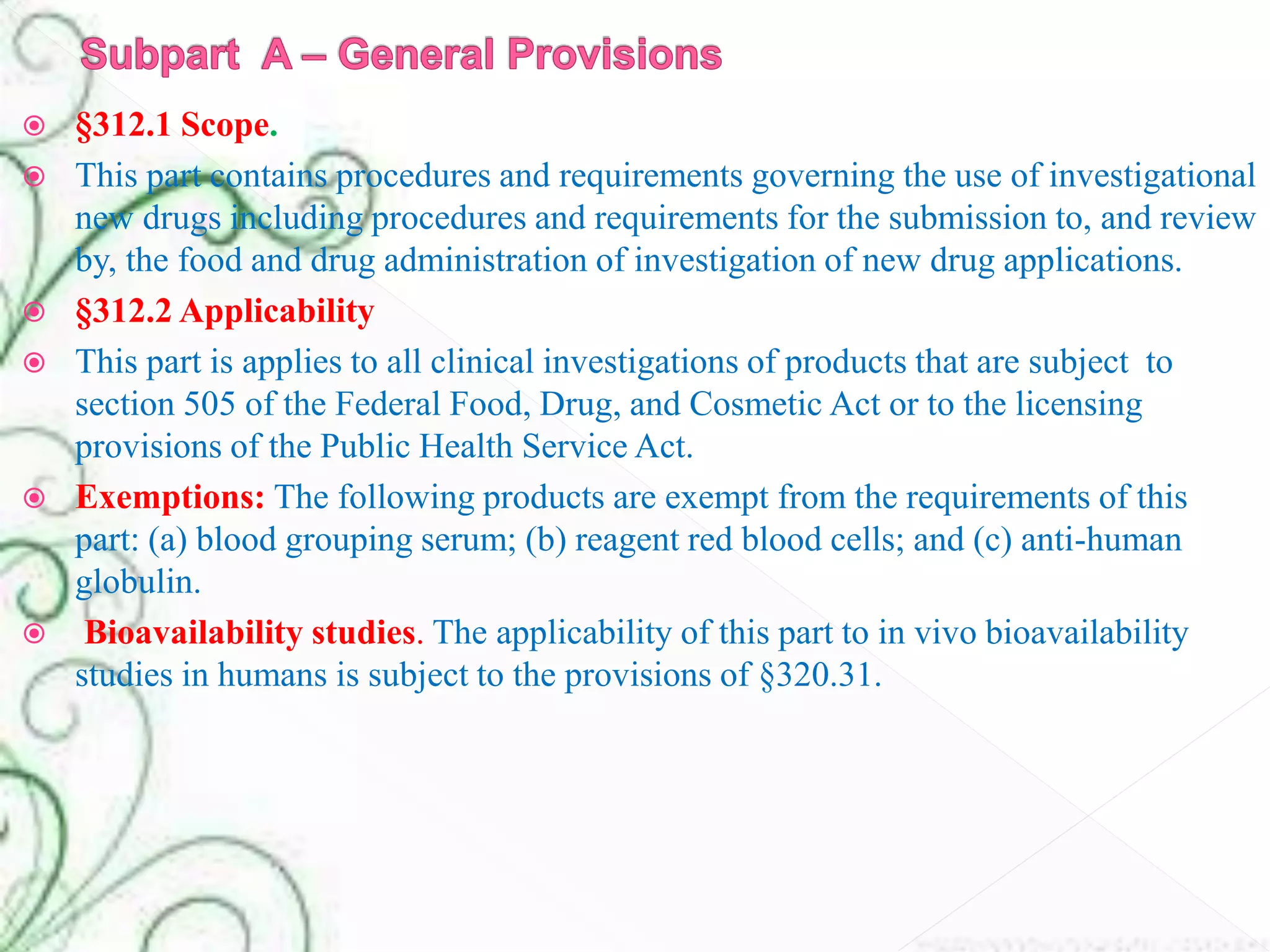 Cfr 21 part 312 | PPTX