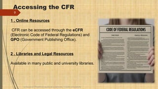 CFR (code of federal regulations) for Mpharm | PPTX