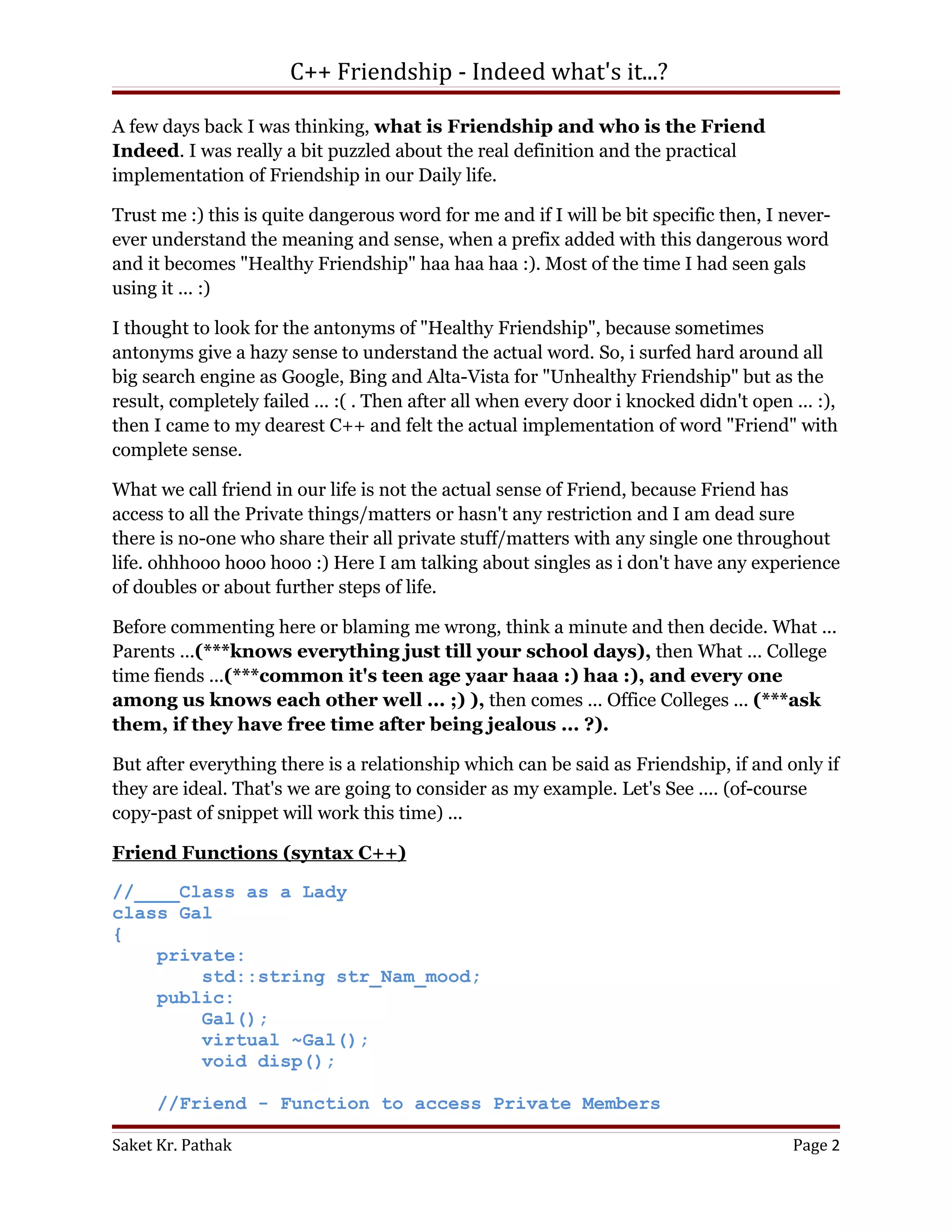 C++ friendship | PDF | Programming Languages | Computing