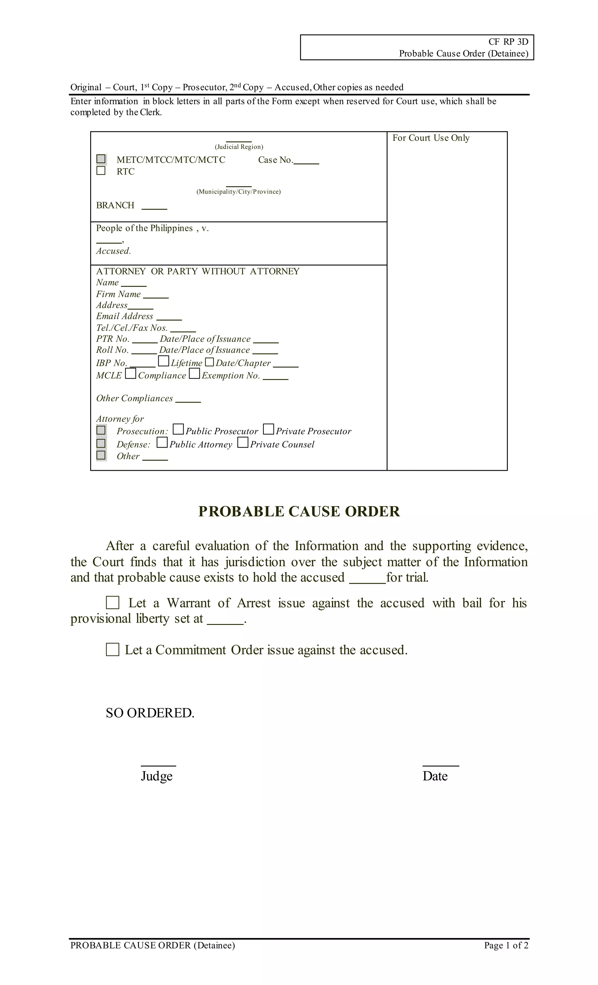 Cf rp 3 d probable cause order | DOCX