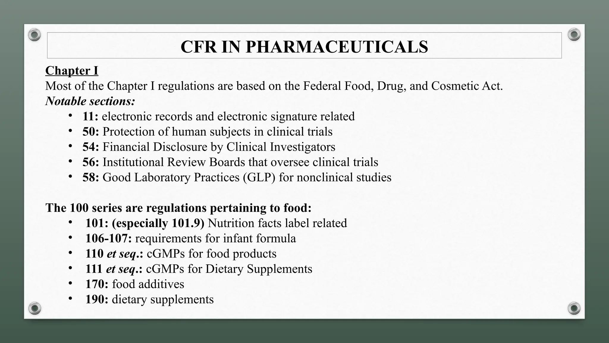 CFR Regulatory Affairs M.Pharm 1st Sem Pharmaceutics.pptx