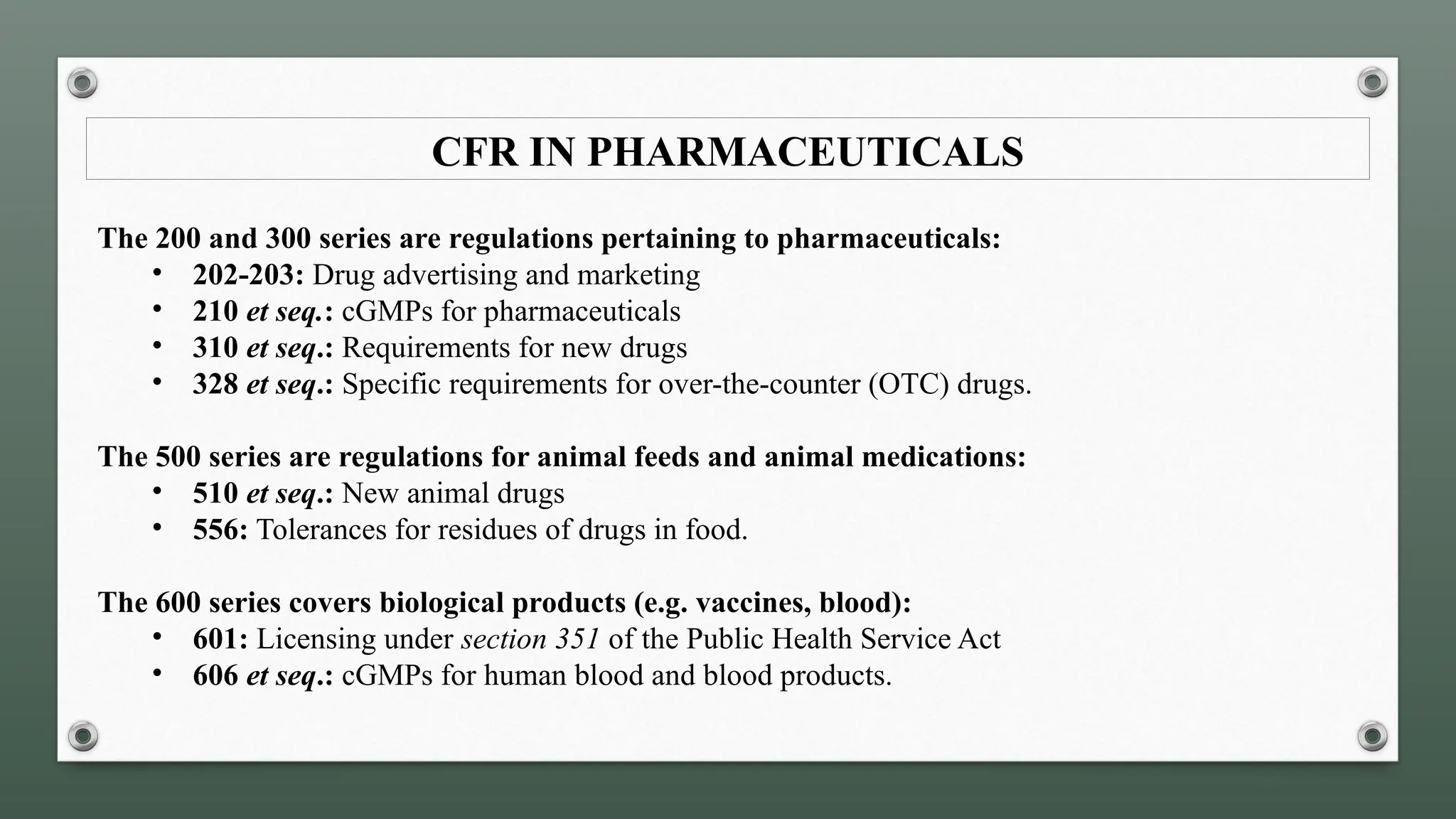 CFR Regulatory Affairs M.Pharm 1st Sem Pharmaceutics.pptx