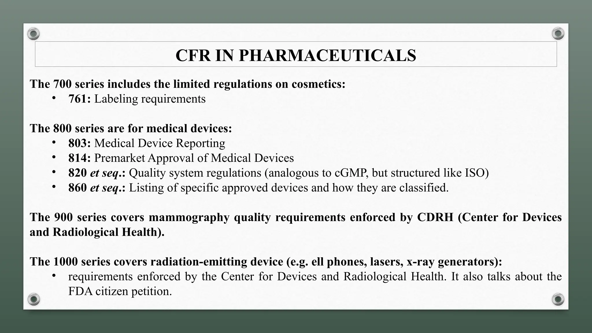 CFR Regulatory Affairs M.Pharm 1st Sem Pharmaceutics.pptx