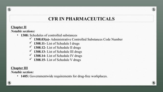 CFR Regulatory Affairs M.Pharm 1st Sem Pharmaceutics.pptx ...