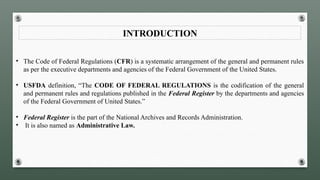 CFR Regulatory Affairs M.Pharm 1st Sem Pharmaceutics.pptx