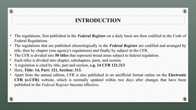 CFR Regulatory Affairs M.Pharm 1st Sem Pharmaceutics.pptx ...